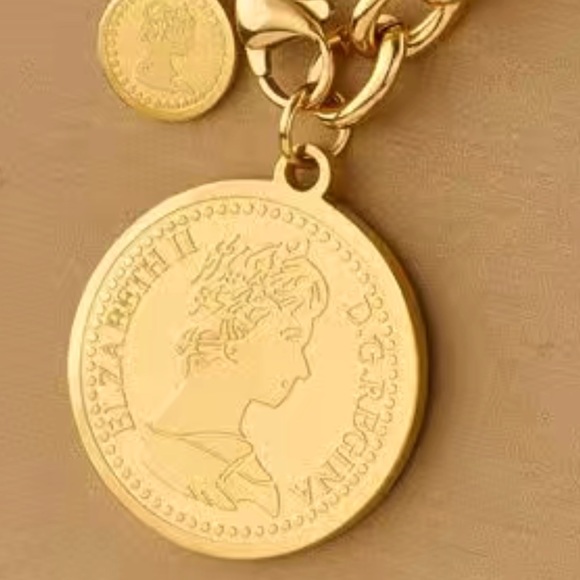 Jewelry | New Gold Portrait Coin Necklace 18k Gold Plating See Above ...
